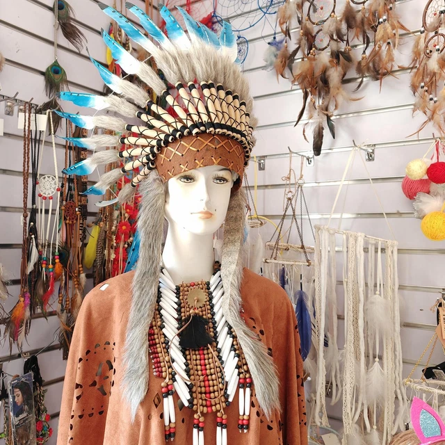 AMERICAN CHIEF INDIAN Native Hat Costume Hair Band Headpiece Adults ...