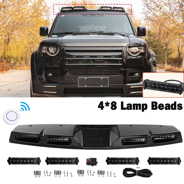 FRONT ROOF LIGHT Bar For Land Rover Defender 90 110 2020-24 Gloss Black ...