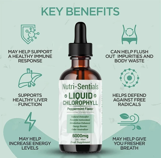 CHLOROPHYLL LIQUID DROPS Energy Water Organic Supply High Strength ...