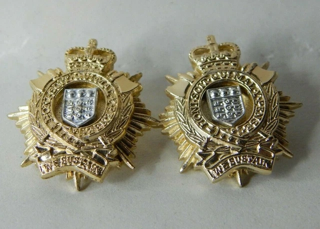 BRITISH ARMY ROYAL logistics Corps Collar Badge pair Staybrite Anodised ...