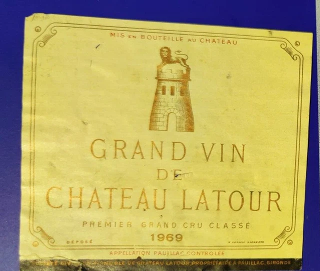GRAND VIN DE Chateau Latour 1969 wine label EUR 9,00 - PicClick FR