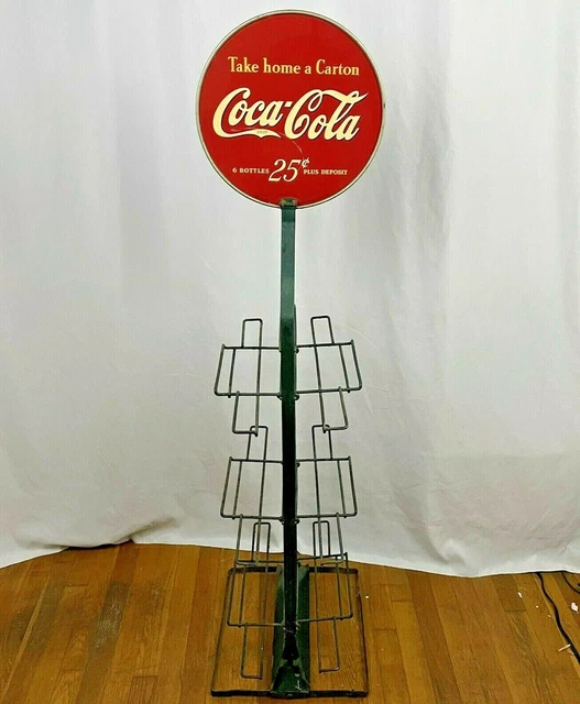 ANTIQUE COCA COLA 1940s Six Pack Bottle Display Stand Rack Double Sided ...
