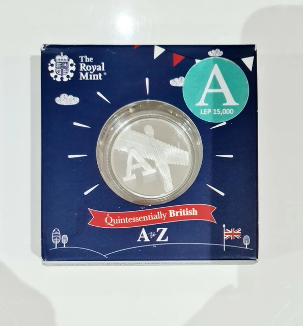 A-Z ALPHABET 10P Silver Proof Coin Letter A - Angel Of The North by ...