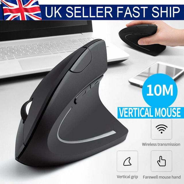 WIRELESS USB OPTICAL Mouse Ergonomic Vertical For PC Laptop Computer ...