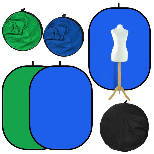 GREEN SCREEN BACKDROP Double-Sided 2-in-1 Blue Screen Pop Up Chromakey ...