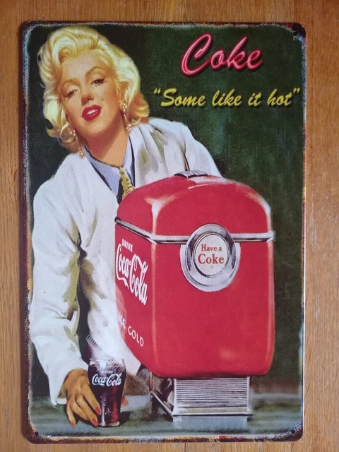 PLAQUE MÉTALLIQUE LITHOGRAPHIÉE, Coca Cola, Marilyn Monroe, 20x30cm EUR ...