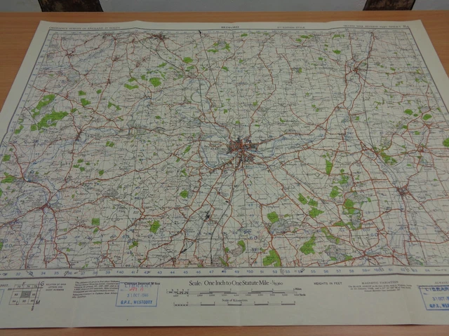 WW2 MAP &BEDFORD& with SECRET ROCKET BASE INK STAMP (V1 & V2 ROCKETS) £ ...