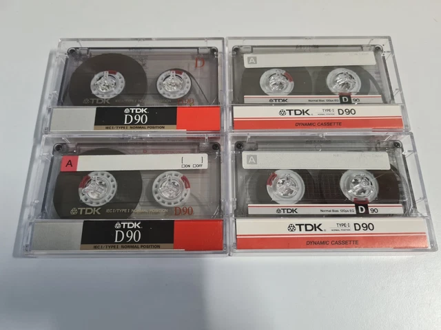 4 X CASSETTE audio TDK D90, d'occasion, type I, position normale EUR 10 ...