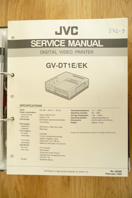 SERVICE MANUEL D'INSTRUCTIONS pour JVC GV-DT1E Ek, Original EUR 10,60 - PicClick FR