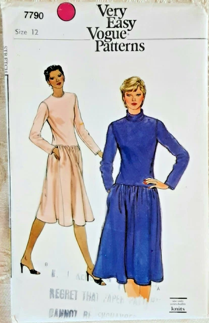 VINTAGE SEWING PATTERN Very Easy Vogue 7790 Misses' Dress Size 12 ...