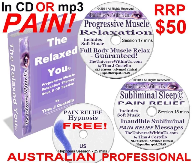 PAIN RELIEF HYPNOSIS Set Subliminal Affirmation Progressive Muscle ...