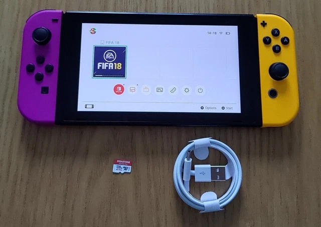 UNPATCHED NINTENDO SWITCH V1 Console 32GB + 128GB Neon Purple Orange ...