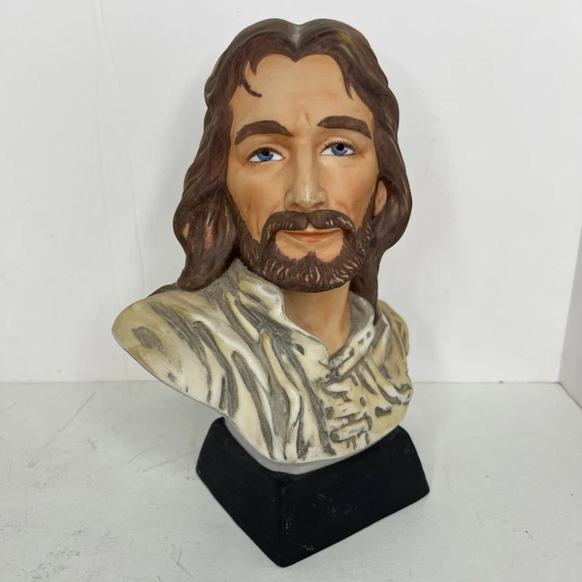 VINTAGE MASTERPIECE PORCELAIN Face Bust Of Jesus Christ Christian ...