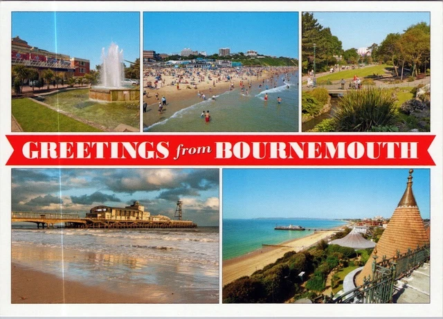 POSTCARD GREETINGS FROM BOURNEMOUTH Water Sky Property Photograph ...