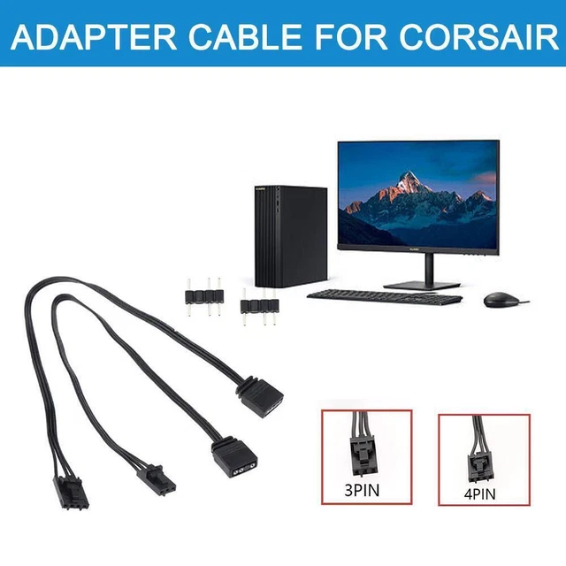 FOR CORSAIR 4 Pin RGB to Standard ARGB 5V 3 Pin Connector Adapter Cable~ w/ N4H4 $2.95 - PicClick AU