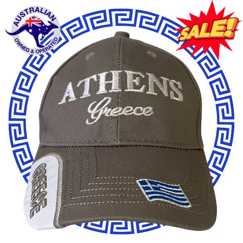 ATHENS GREECE CAP Tourist Accessories Souvenir Collectable Grey Cap For ...