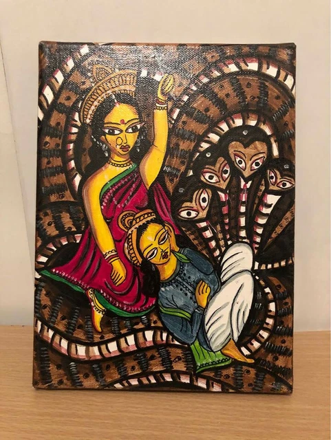 TABLEAU &INSPIRATION PATTACHITRA& -Behula avec un serpent - H24 x 17 cm ...