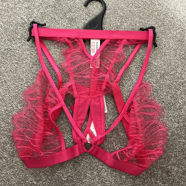 Bnwt Ann Summers Lexie Crotchless Set Pink M 12 14 Non Padded Non