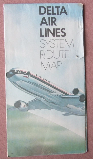 VINTAGE 1981 DELTA Air Lines System Route Map + Promotional Brochure 5/ ...