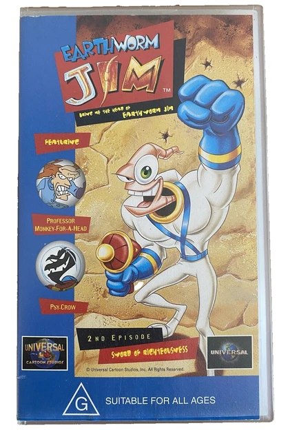 EARTHWORM JIM VHS Volume 1 Cartoon Animation Childrens 1995 VIDEO ...