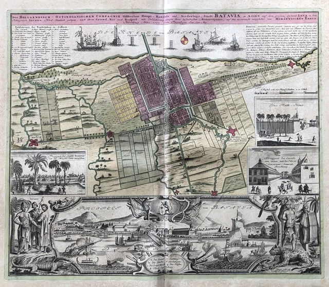 GIACARTA BATAVIA INDONESIA Java isola mappa mappa Homann incisione su ...