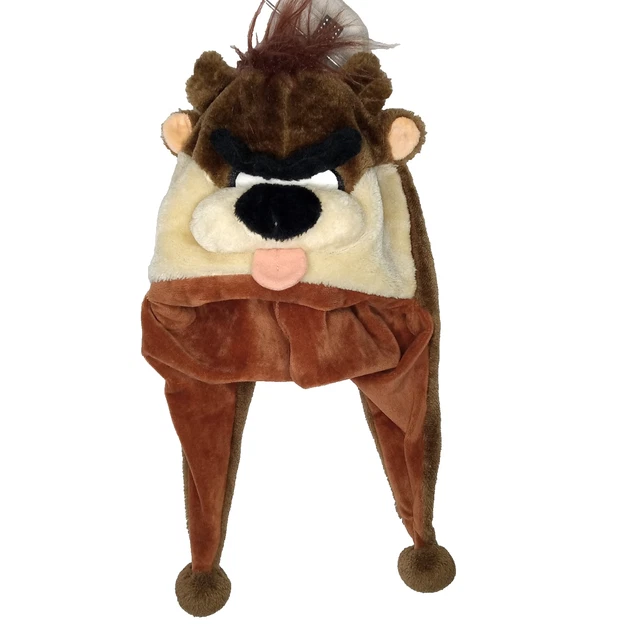 SIX FLAGS TAZ Plush Hat Unisex Adult/Kid Brown Winter Looney Tunes ...