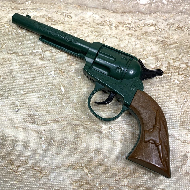 VINTAGE COWBOY LARAMI Realistic Green Revolver Plastic Pistol Gun Toy ...