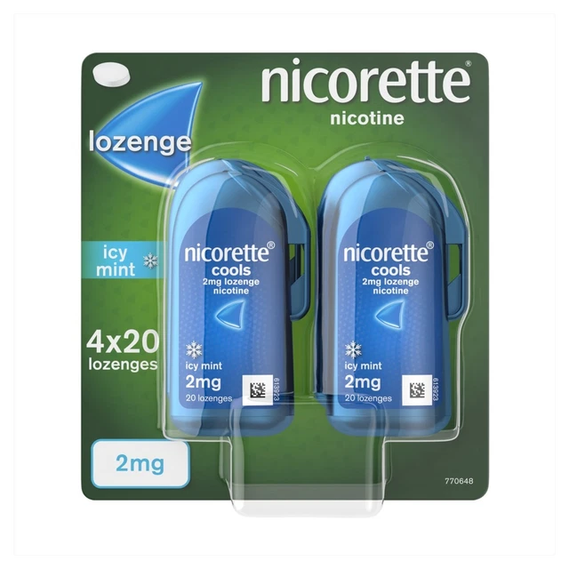 NICORETTE COOLS 2MG Lozenge 80 Lozenges 2 x 40 Quit Smoking Aid £18.79 ...