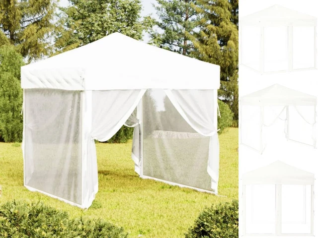 PARTYZELT FALTBAR MIT Seitenwänden Weiß 2x2 M Gartenpavillon Faltpavillon Feiern EUR 128,49 ...