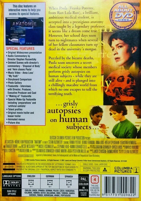 ANATOMY DVD 2000 - aka Anatomie Horror / Thriller - Franka Potente £9. ... ANATOMY DVD 2000 - aka Anatomie Horror / Thriller - Franka Potente £9. ...