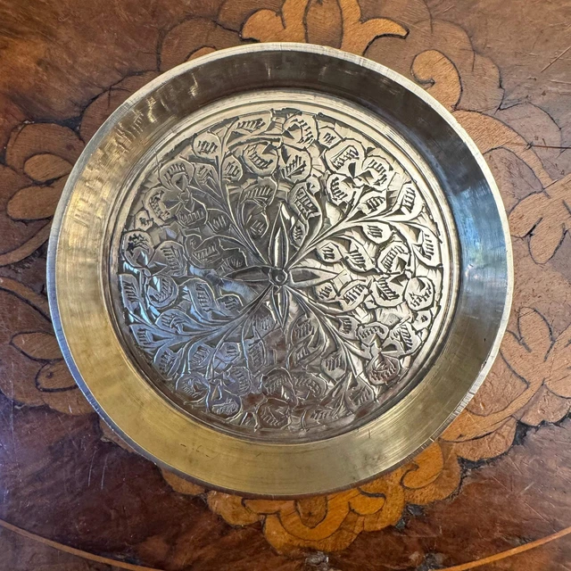 VINTAGE INDIAN BRASS Floral Pin Trinket Dish $36.75 - PicClick AU