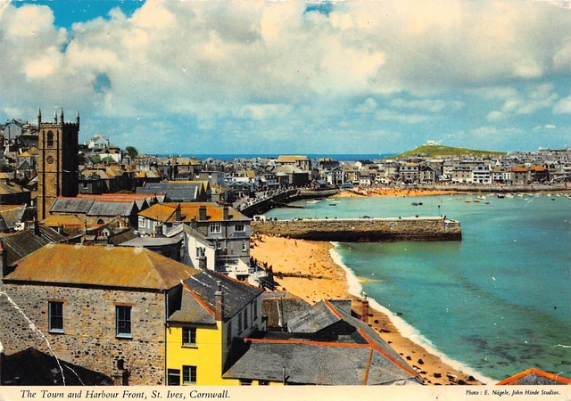 THE TOWN AND Harbour Front St Ives Cornwall John Hinde Postcard (B110 ...