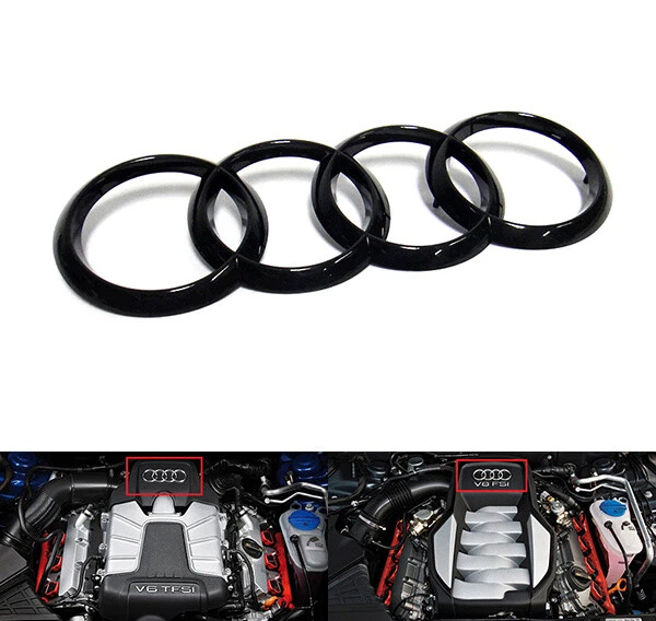 BLACK GLOSS ENGINE Cover Ring Logo Emblem For Audi A3 A4 A5 A6 Q5 Q7 TT ...