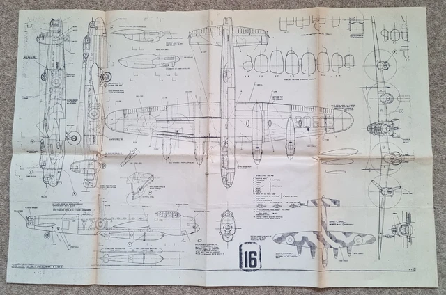 WW2 ERA AIRCRAFT BLUEPRINT DESIGN DIAGRAM RAF AVRO LANCASTER BOMBER 62 ...