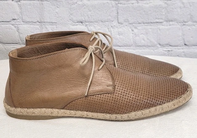VILOA FONTI MILANO Men's Tan, Woven Leather, Chukka Boot Espadrilles ...