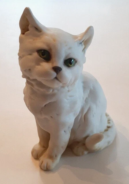 KAISER PORCELAIN BISQUE Cat Kitten Green Eyes West Germany Crown 711 W ...