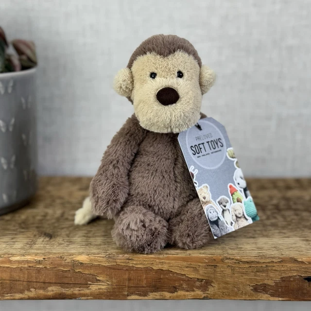 JELLYCAT SMALL BASHFUL Monnkey - Small Brown Monkey Plush Beanie 8" £30 ...