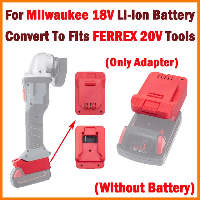 1X ADAPTER CONVERTER Fits For Milwaukee 18V Battery To For FERREX 20V ...