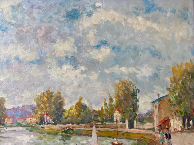 HUILE SUR TOILE Signee Henri Stenn (1903-1993) Bords De Marne Format 10F EUR 600,00 - PicClick FR