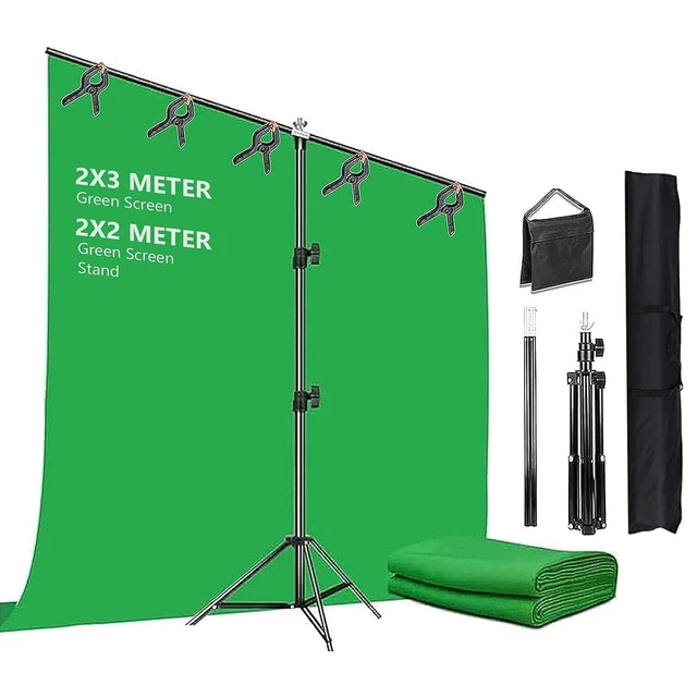 FOND D'ÉCRAN VERT avec Support 2 x 2 m Fond Vert pour Studio Photo avec ...