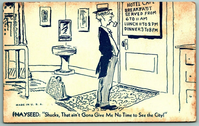 1940S COMIC ARCADE Card Hayseed Meal Schedule Has No Time to See the ...