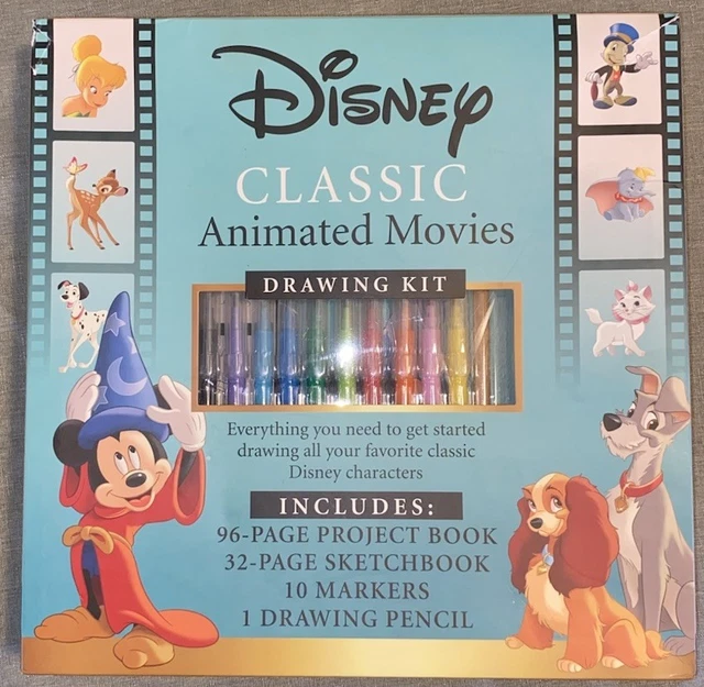 DISNEY CLASSIC ANIMATED Movies Drawing Kit (OPENED UNUSED/COMPLETE) $13 ...