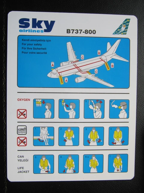 SKY AIRLINES SAFETY card Boeing B 737-800 edition SKY-G 009 £7.00 ...