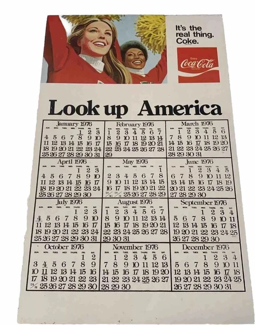 VINTAGE1976 ORIG COCA-COLA CALENDAR NOS CALENDAR 22”x 14” LOOK UP ...