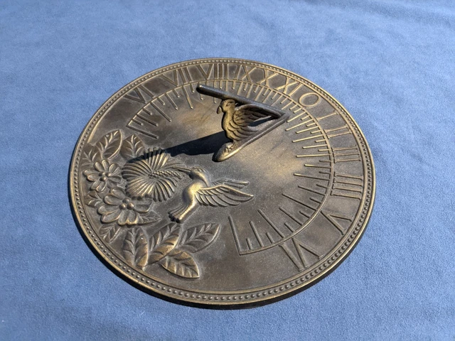 VINTAGE SUNDIAL GARDEN Clock Roman Numerals Metal Brassbell Ind (Box I ...