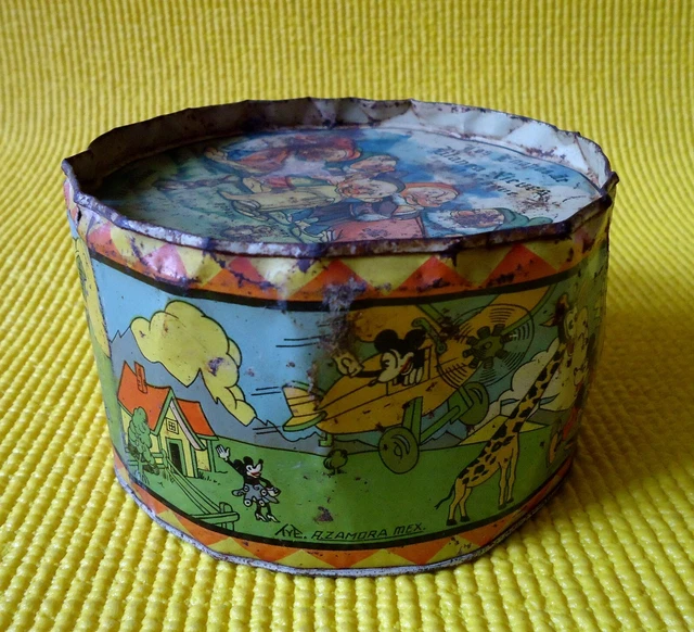 1930S WALT DISNEY MICKEY MOUSE DRUM TIN TOY-MEXICO Snow White & The ...