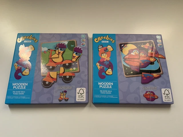 CBEEBIES BBC WOODEN Puzzles for fine motor skills + puzzle solving (2 ...