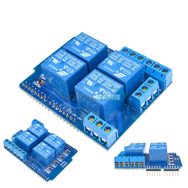 DC 5V 4 Channel Relay Module Shield Terminal Relay Board for Arduino ...