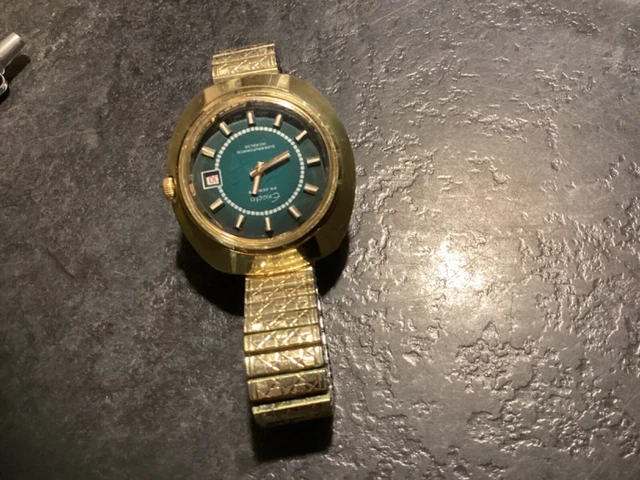 RARE VINTAGE 1960S 'EXACTO' super automatic INCABLOC WATCH GREEN DIAL ...