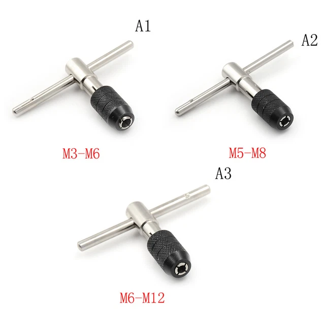 ADJUSTABLE RATCHETING T-HANDLE Tap Wrench M3-M6/M5-M8/M6-M12 Reamer Hand O xHFUK EUR 3,69 ...